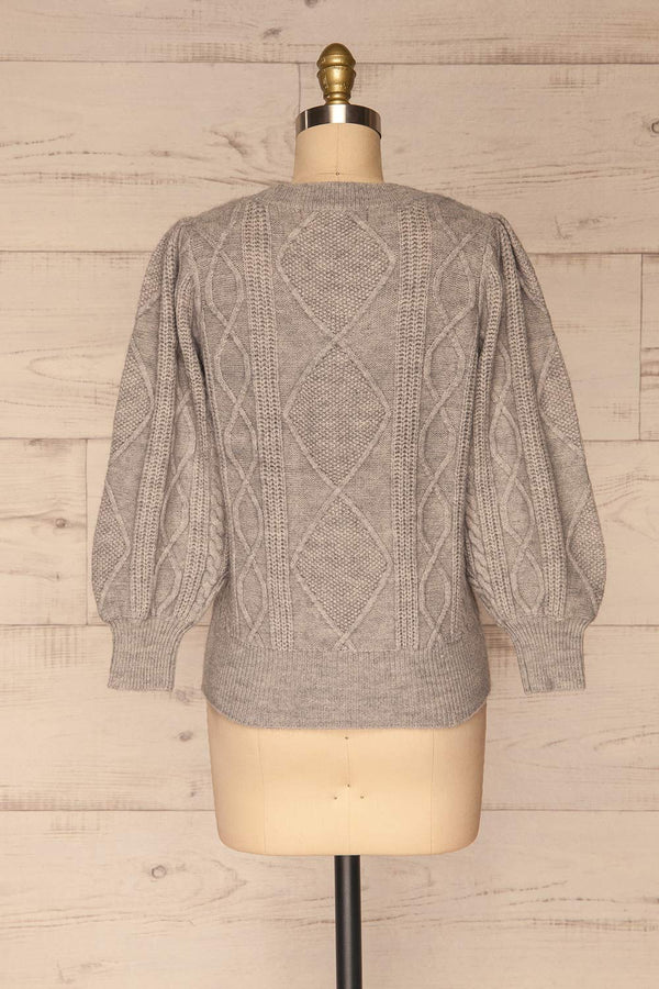 Barb Light Grey Braided Knit Sweater | La petite garçonne