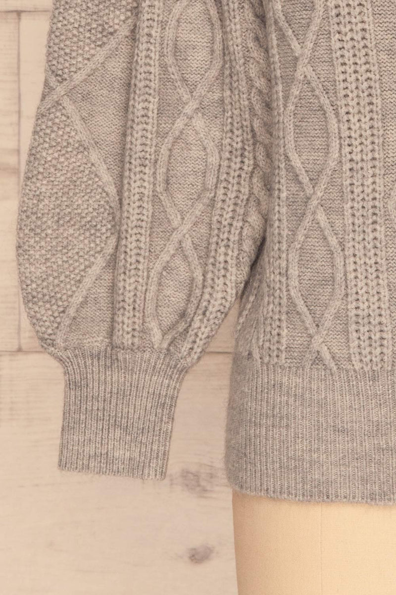 Barb Light Grey Braided Knit Sweater | La petite garçonne