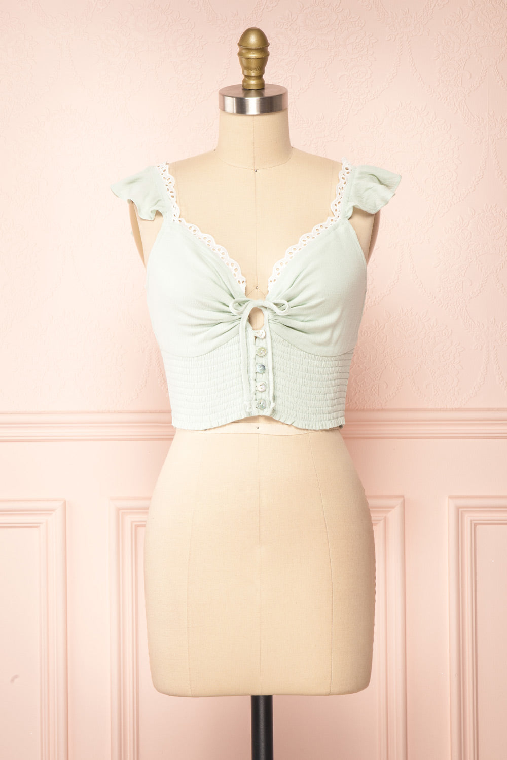 Candik Mint Cropped Tank Top | Boutique 1861