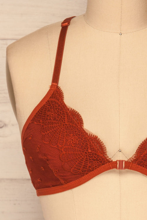 Chiavari Rust Red Lace & Mesh Bralette | La Petite Garçonne