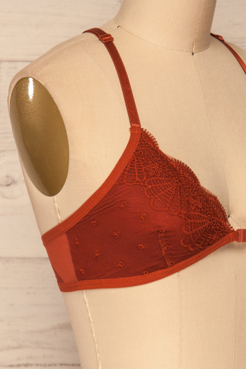 Chiavari Rust Red Lace & Mesh Bralette | La Petite Garçonne