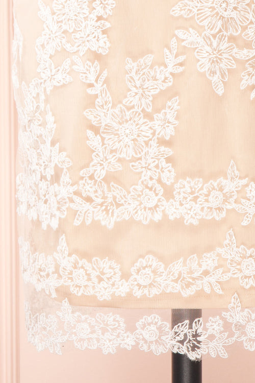 Chilali Short Dress w/ White Floral Embroidery | Boutique 1861