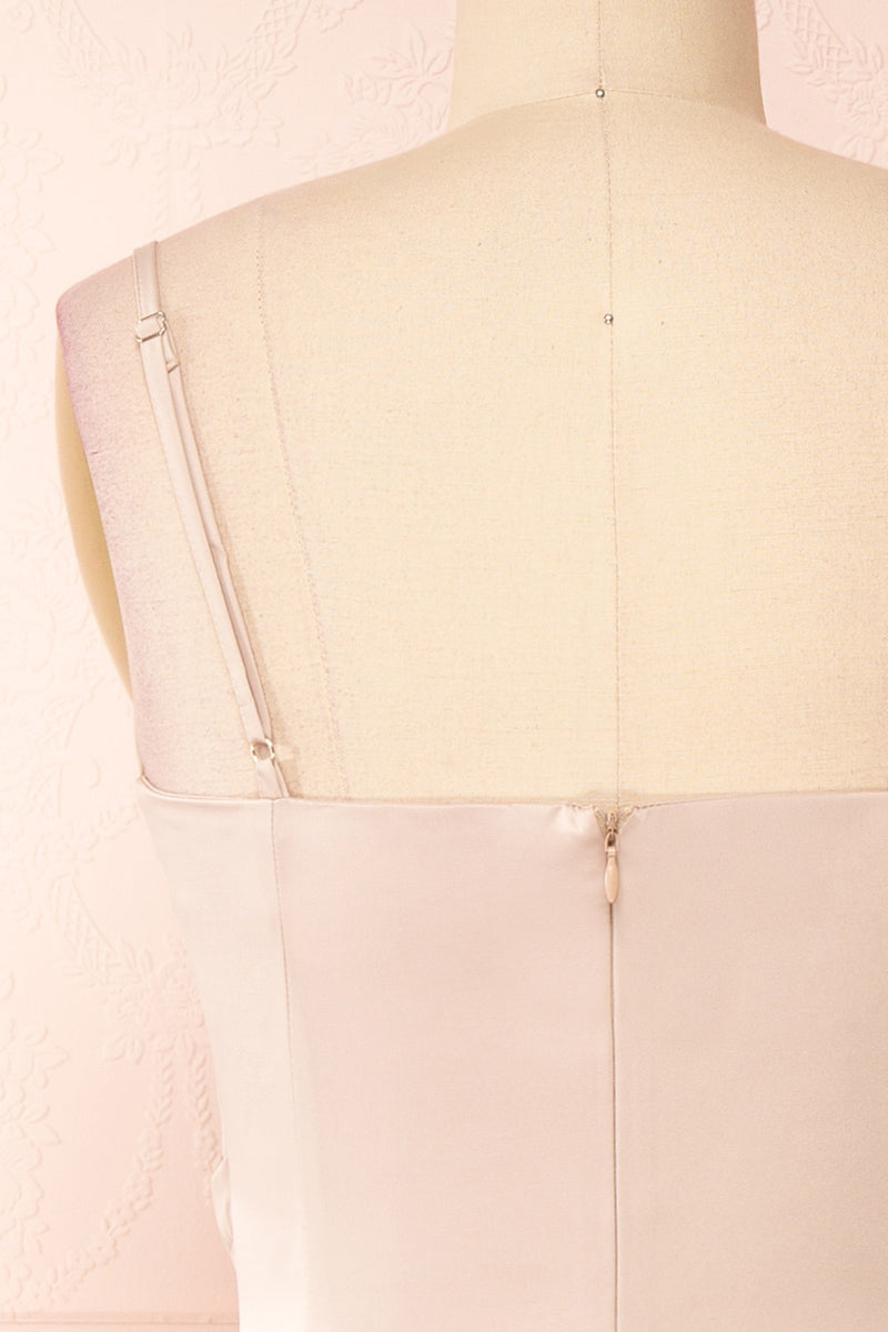 Chloe Champagne Silky Midi Slip Dress | Boutique 1861
