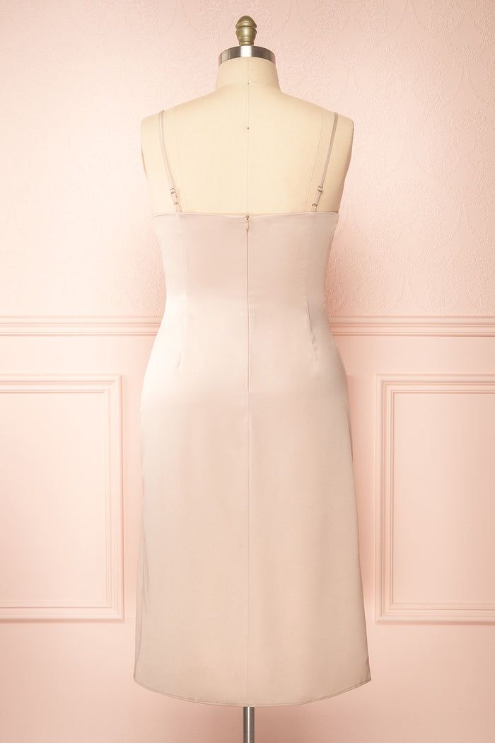 Chloe Champagne Silky Midi Slip Dress | Boutique 1861