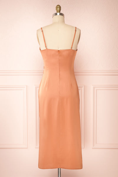 Chloe Rust Cowl Neck Silky Midi Slip Dress | Boutique 1861