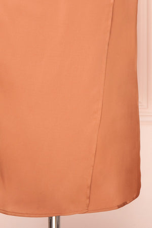 Chloe Rust Cowl Neck Silky Midi Slip Dress | Boutique 1861