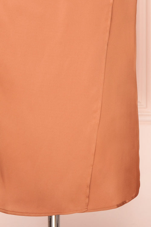 Chloe Rust Cowl Neck Silky Midi Slip Dress | Boutique 1861