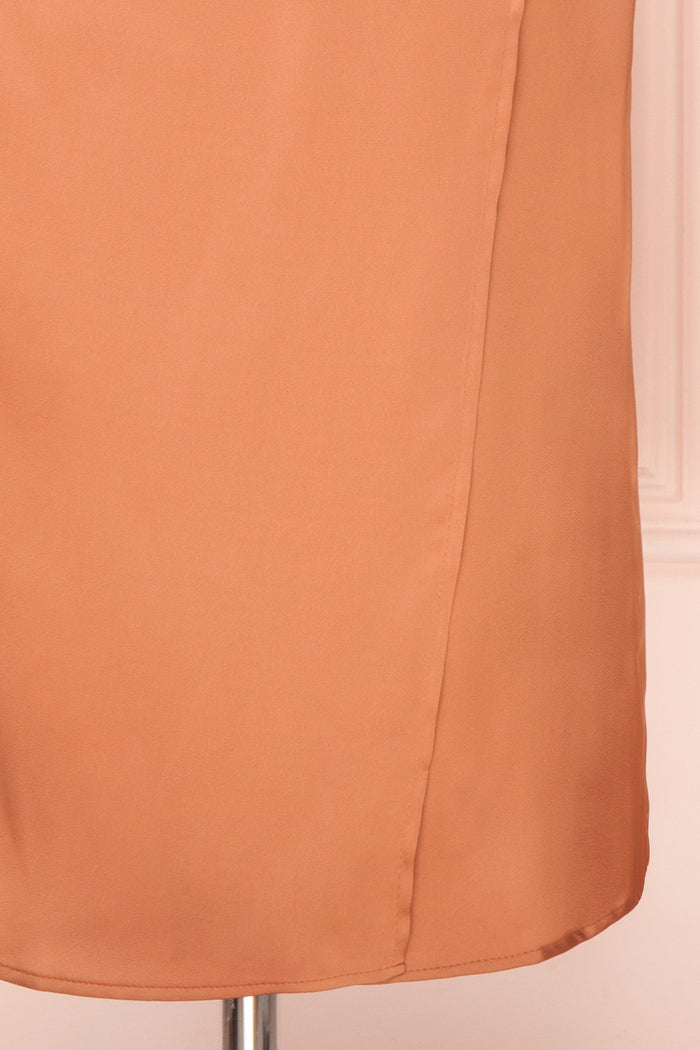 Chloe Rust Cowl Neck Silky Midi Slip Dress | Boutique 1861