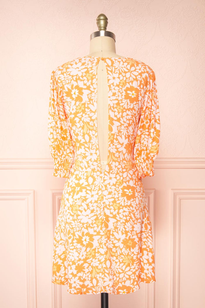 Colbie Short Chiffon Floral Dress w/ 3/4 Sleeves | Boutique 1861