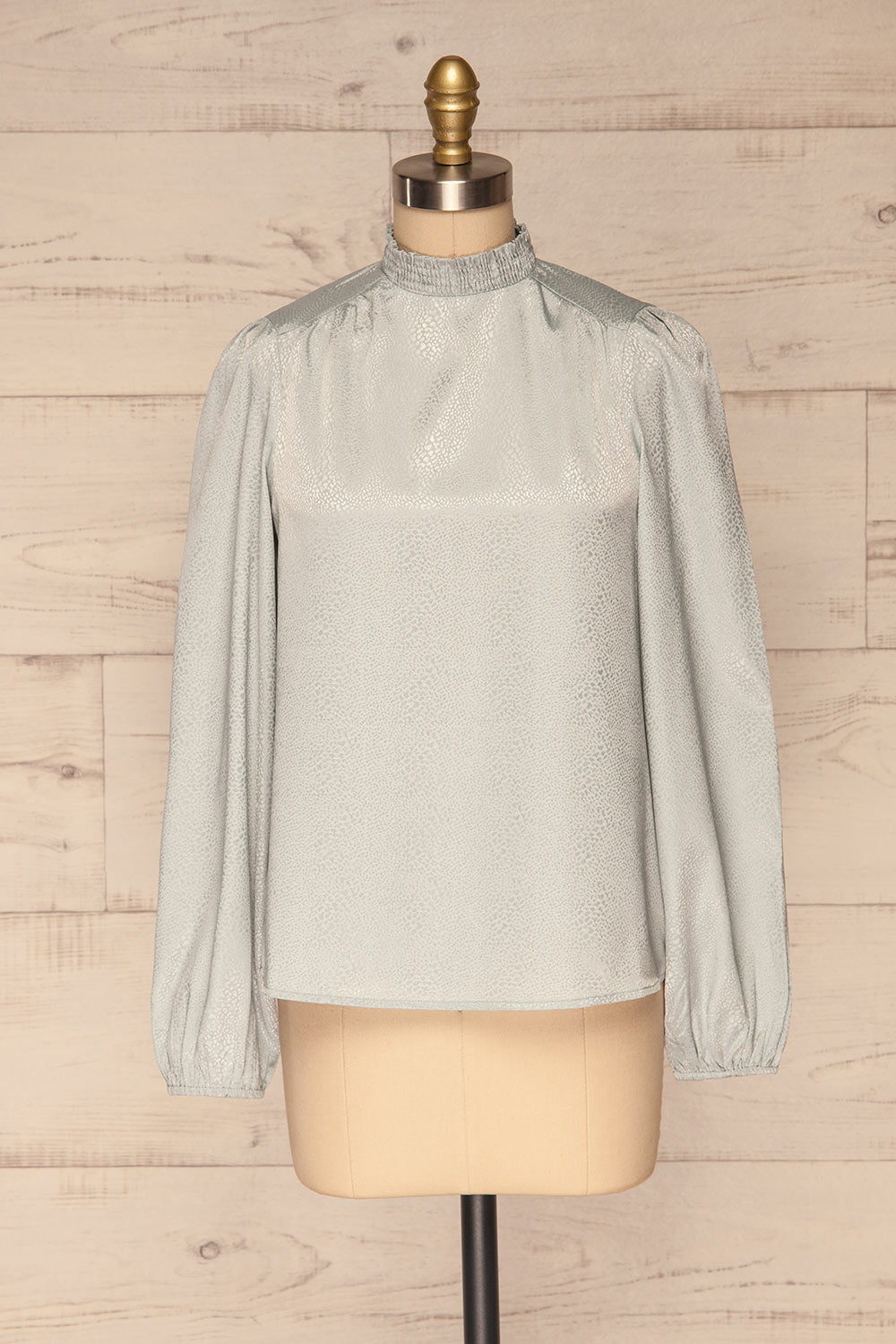 Corenne Pale Blue Satin Blouse | Haut | La Petite Garçonne