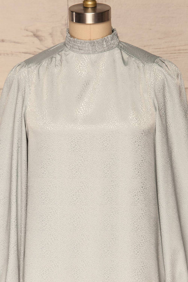 Corenne Pale Blue Satin Blouse | Haut | La Petite Garçonne