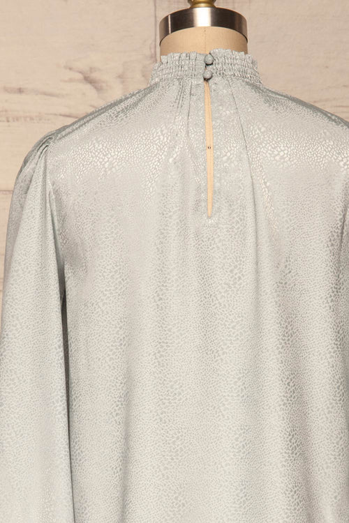 Corenne Pale Blue Satin Blouse | Haut | La Petite Garçonne