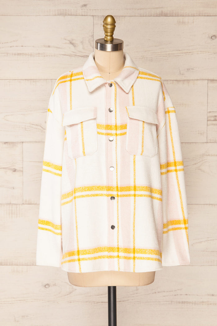 Crocci Mustard Plaid Shacket w/ Front Pockets | La petite garçonne