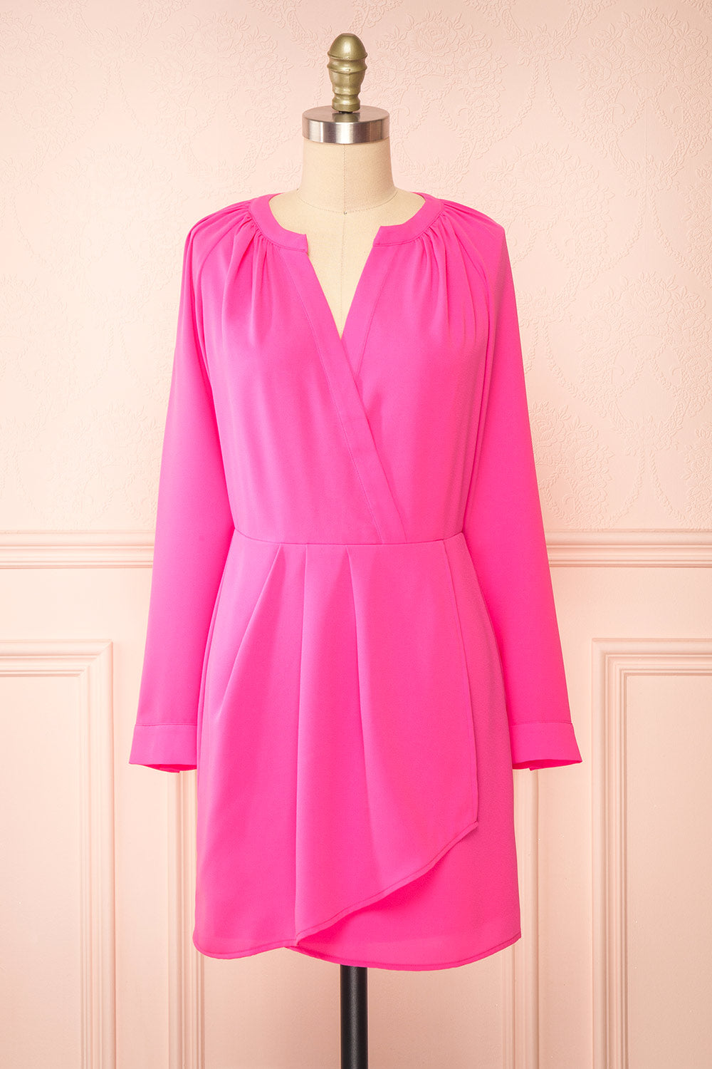 Gery Pink Faux-Wrap Short Dress | Boutique 1861