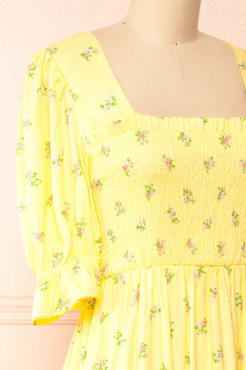 Hapi Yellow Floral Midi Dress | Boutique 1861