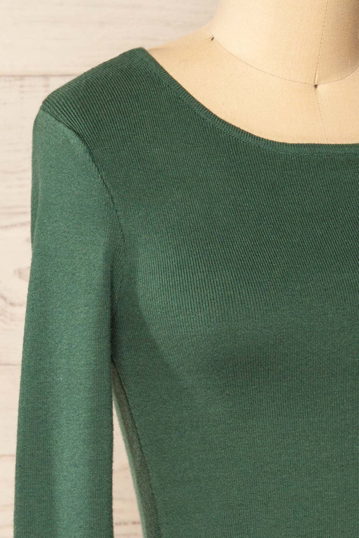 Jorden Green Long Sleeve Crossed Back Top | La Petite Garçonne