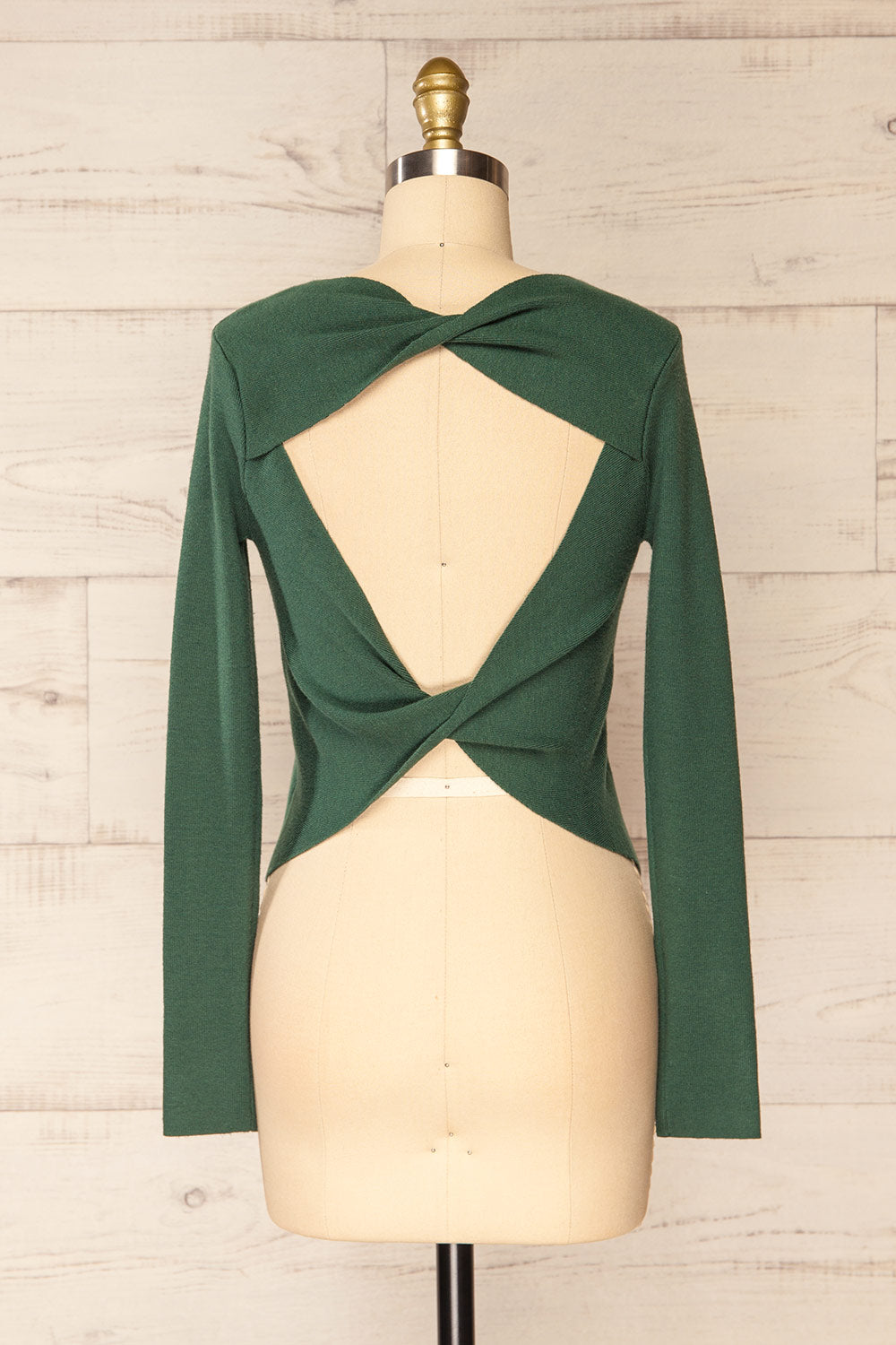 Jorden Green Long Sleeve Crossed Back Top | La Petite Garçonne
