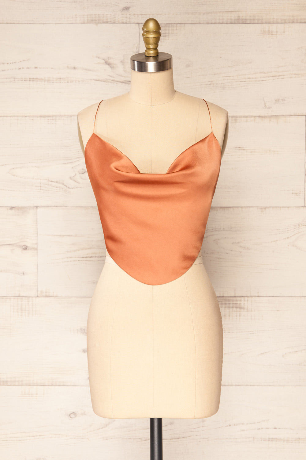 Jules Rust Floral Lace-Up Back Crop Top | La petite garçonne