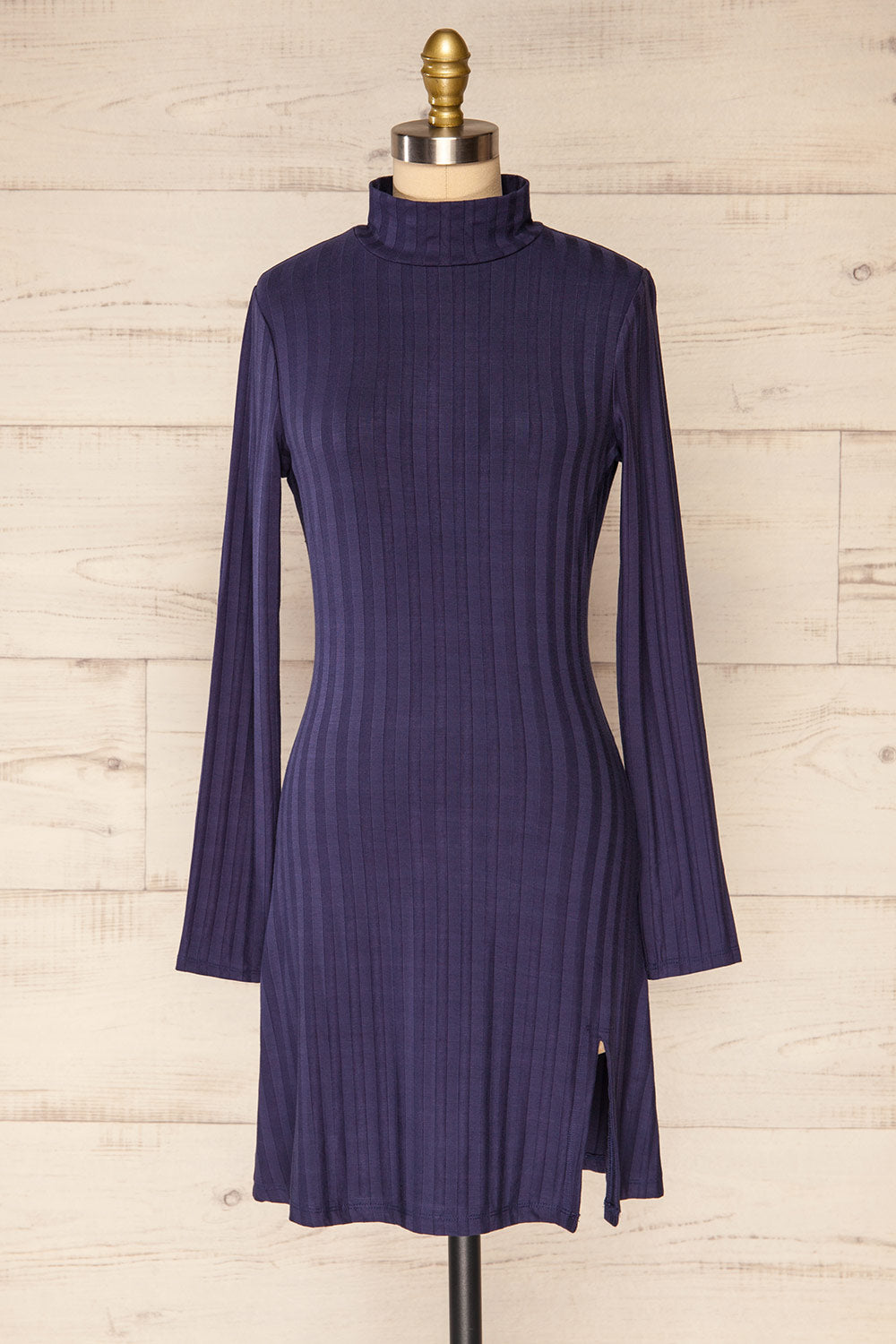 Kalani Navy Fitted Mock Neck Dress | La petite garçonne