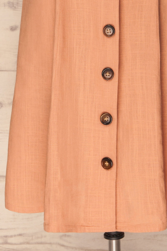 Krouna Day Salmon Pink Button-Up Midi Dress | La Petite Garçonne