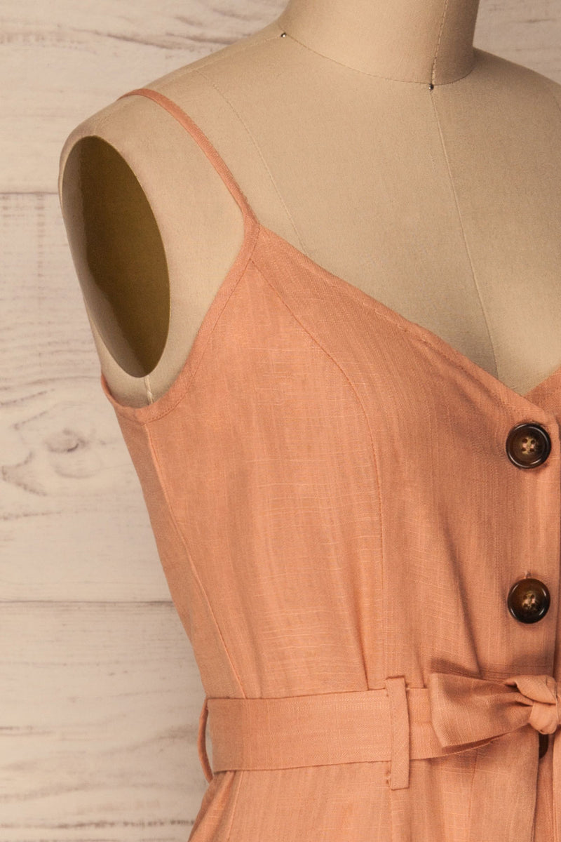 Krouna Day Salmon Pink Button-Up Midi Dress | La Petite Garçonne