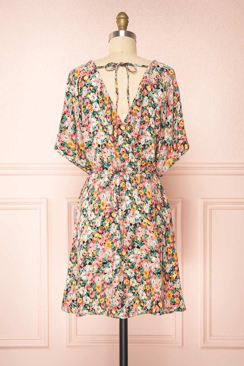 Martha Short Sleeve Wrap Neck Floral Dress | Boutique 1861