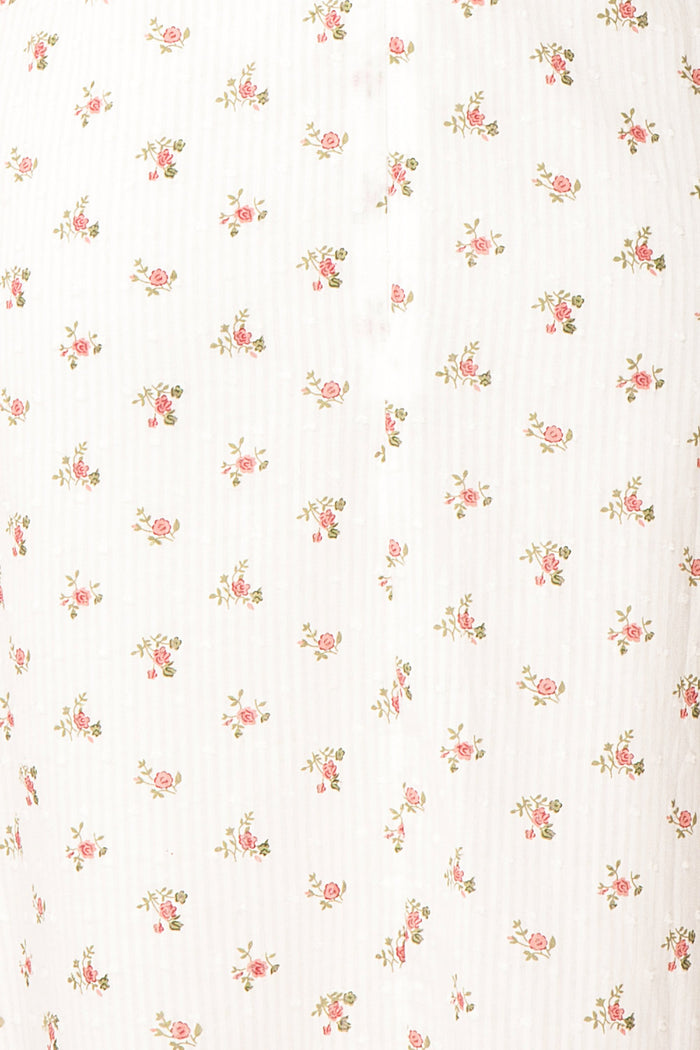 Marva White Floral V-Neck Short Sleeve Dress | Boutique 1861