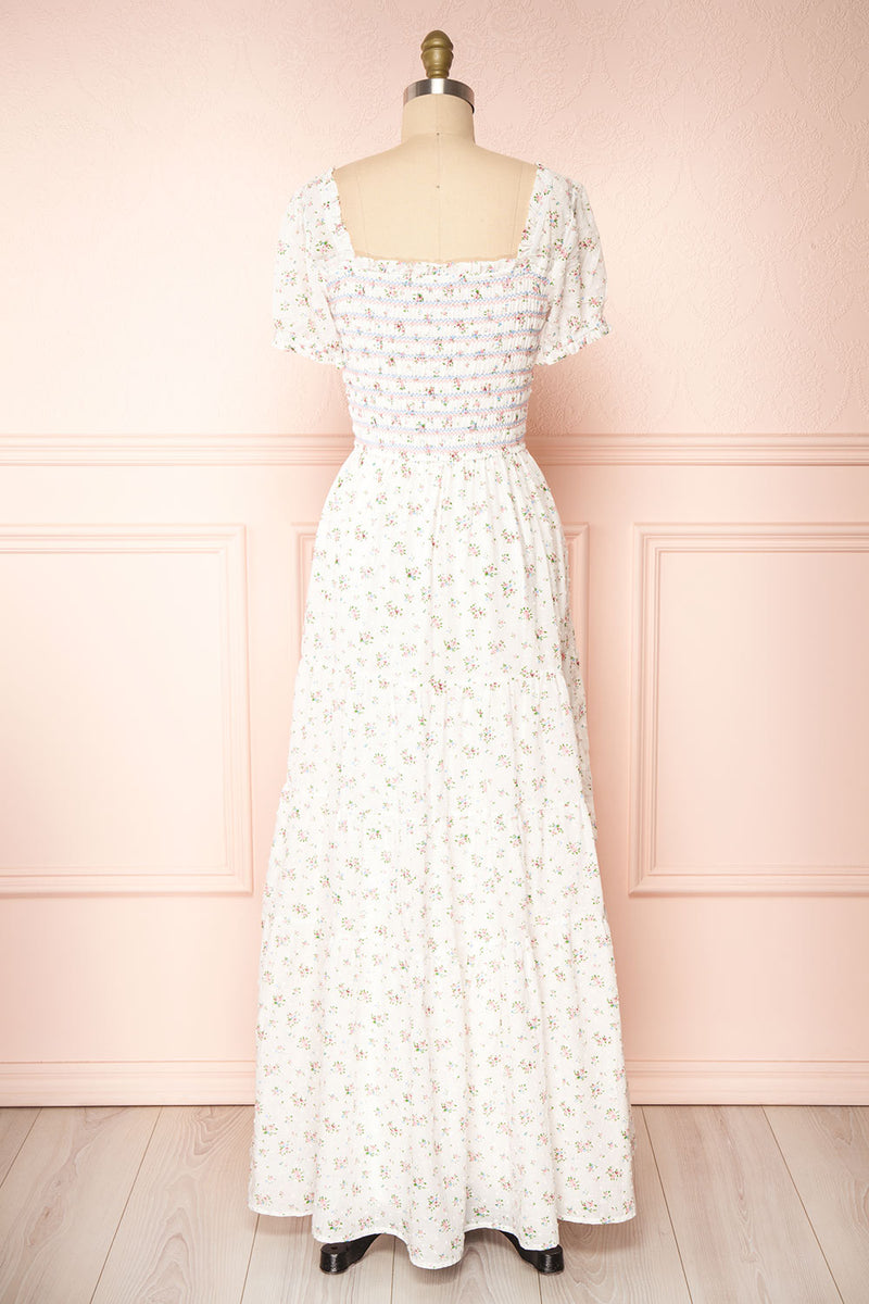 Matryoshka White Square Neck Tiered Maxi Dress | Boutique 1861