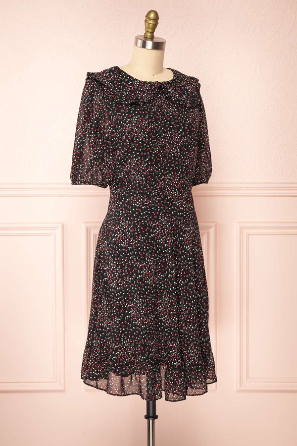 Milly Black Short Chiffon Dress w/ Puffy Sleeves | Boutique 1861