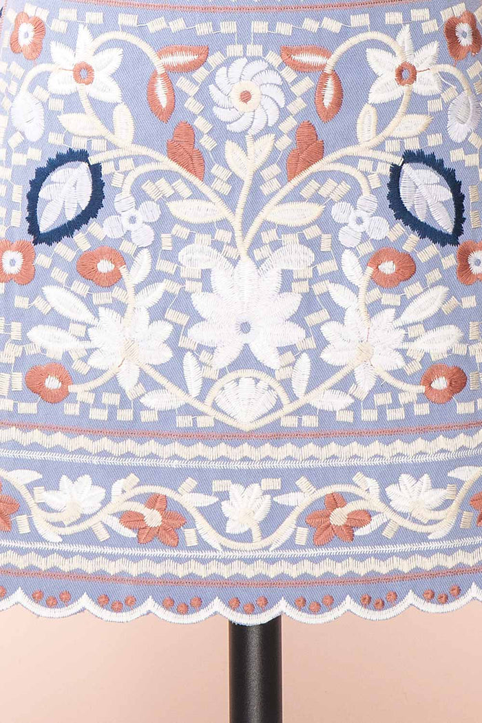 Nicko Blue Embroidered Skirt | Boutique 1861