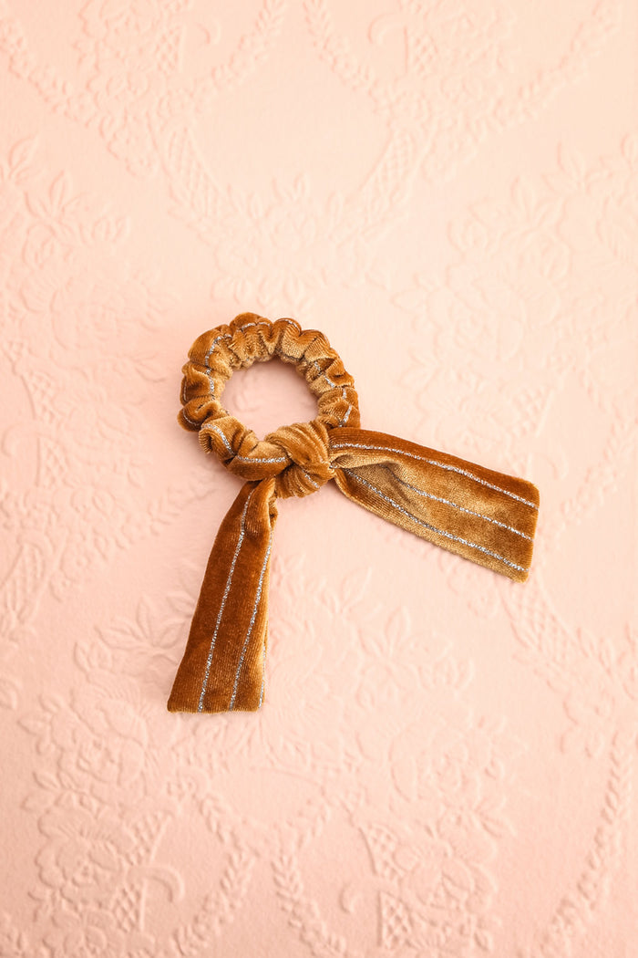 Nopal Gold Velvet Hair Scrunchie w/ Bow | Boutique 1861