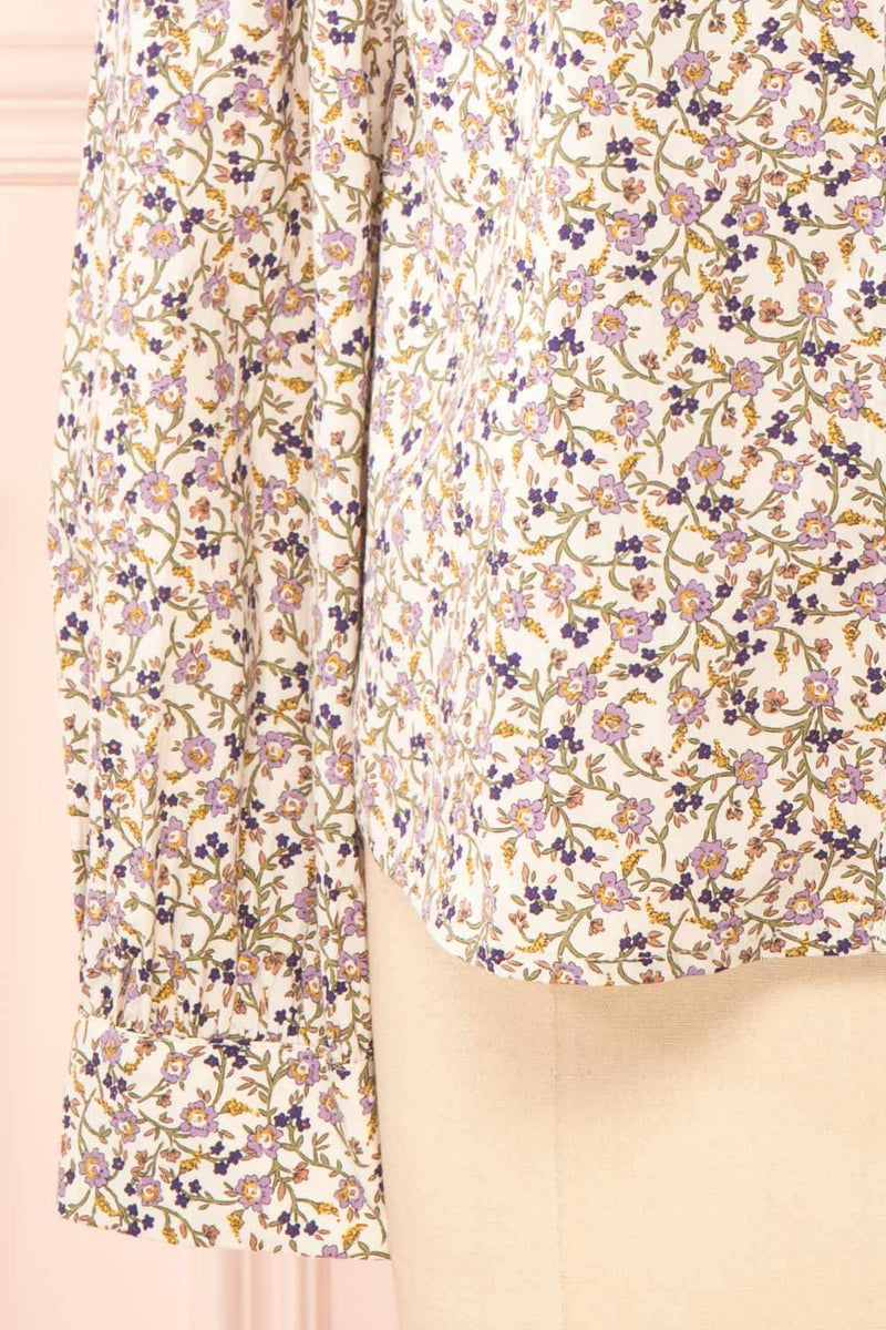 Parnita Floral Button-Up Top w/ Peter Pan Collar | Boutique 1861