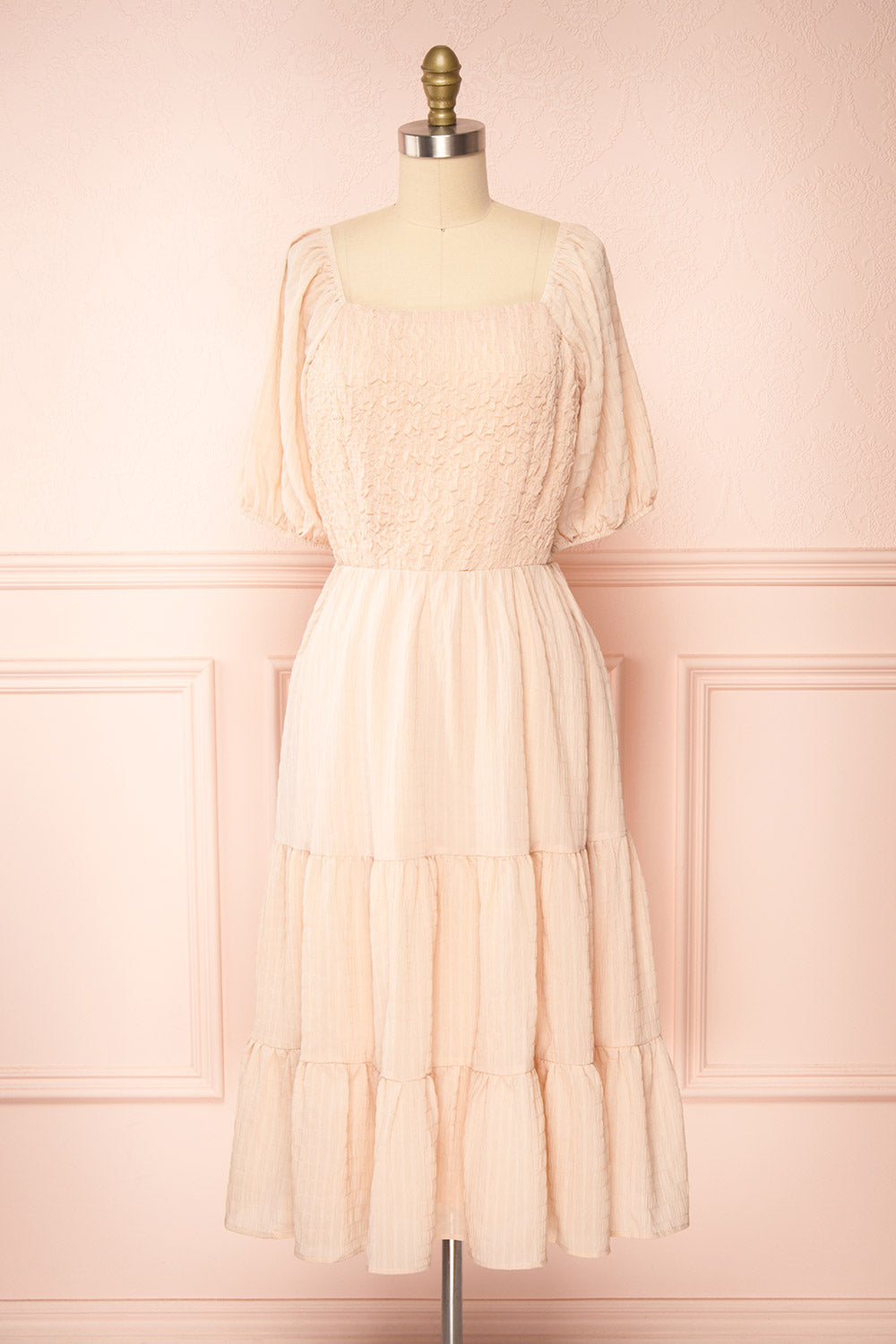 Parthenia A-Line Tiered Midi Dress | Boutique 1861