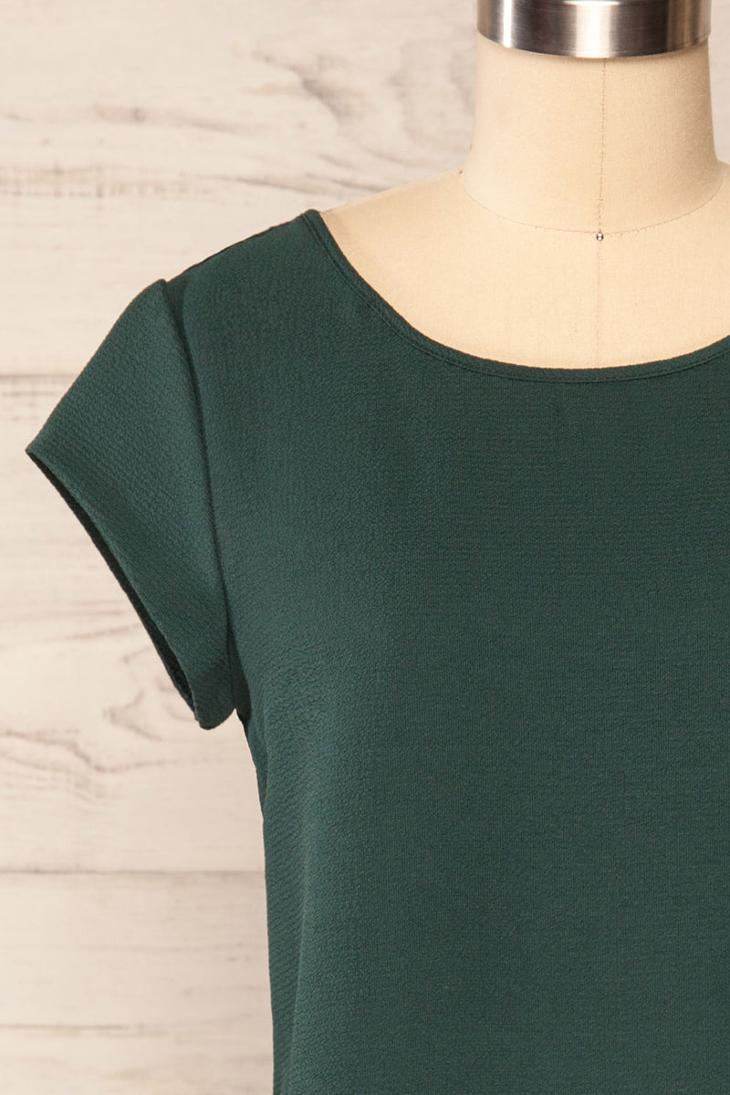 Perth Green Crepe Short Sleeve Blouse | La petite garçonne