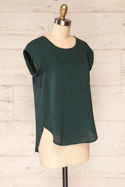Perth Green Crepe Short Sleeve Blouse | La petite garçonne