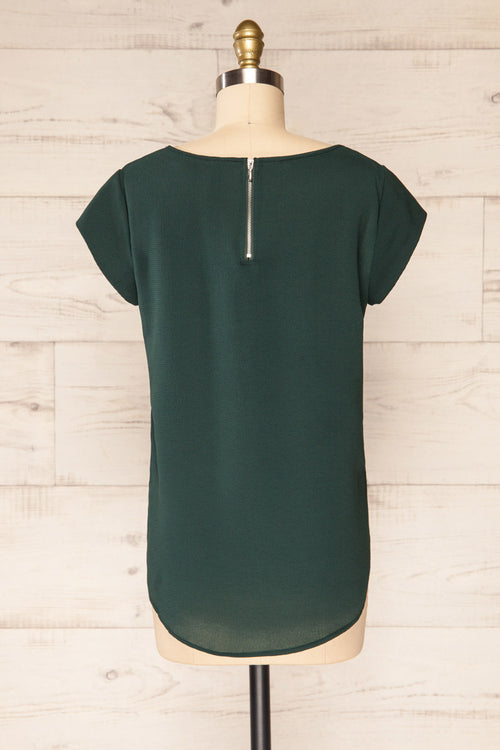 Perth Green Crepe Short Sleeve Blouse | La petite garçonne