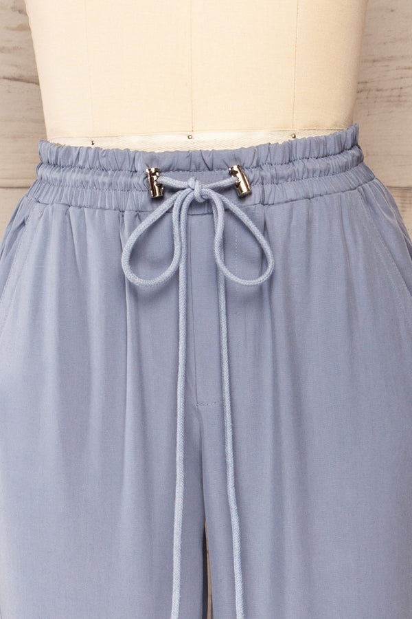 Puck Blue High-Waisted Drawstring Pants | La petite garçonne