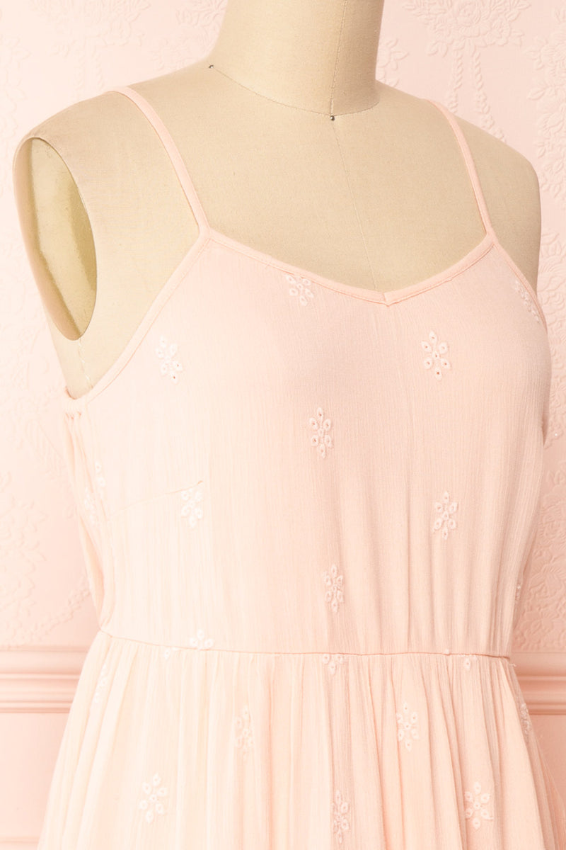 Reeta Pink Tiered Thin Straps Short Dress | Boutique 1861