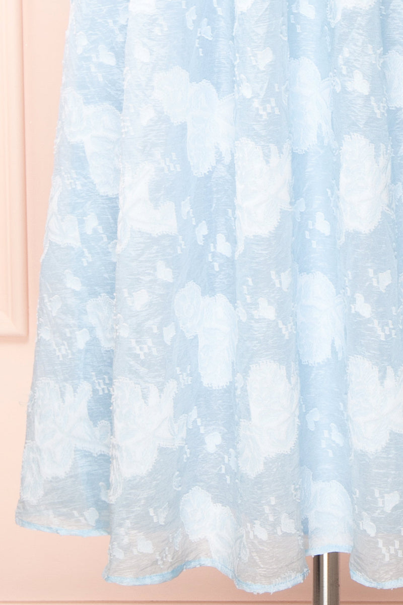 Renda Baby Blue Midi Dress w/ Floral Print | Boutique 1861