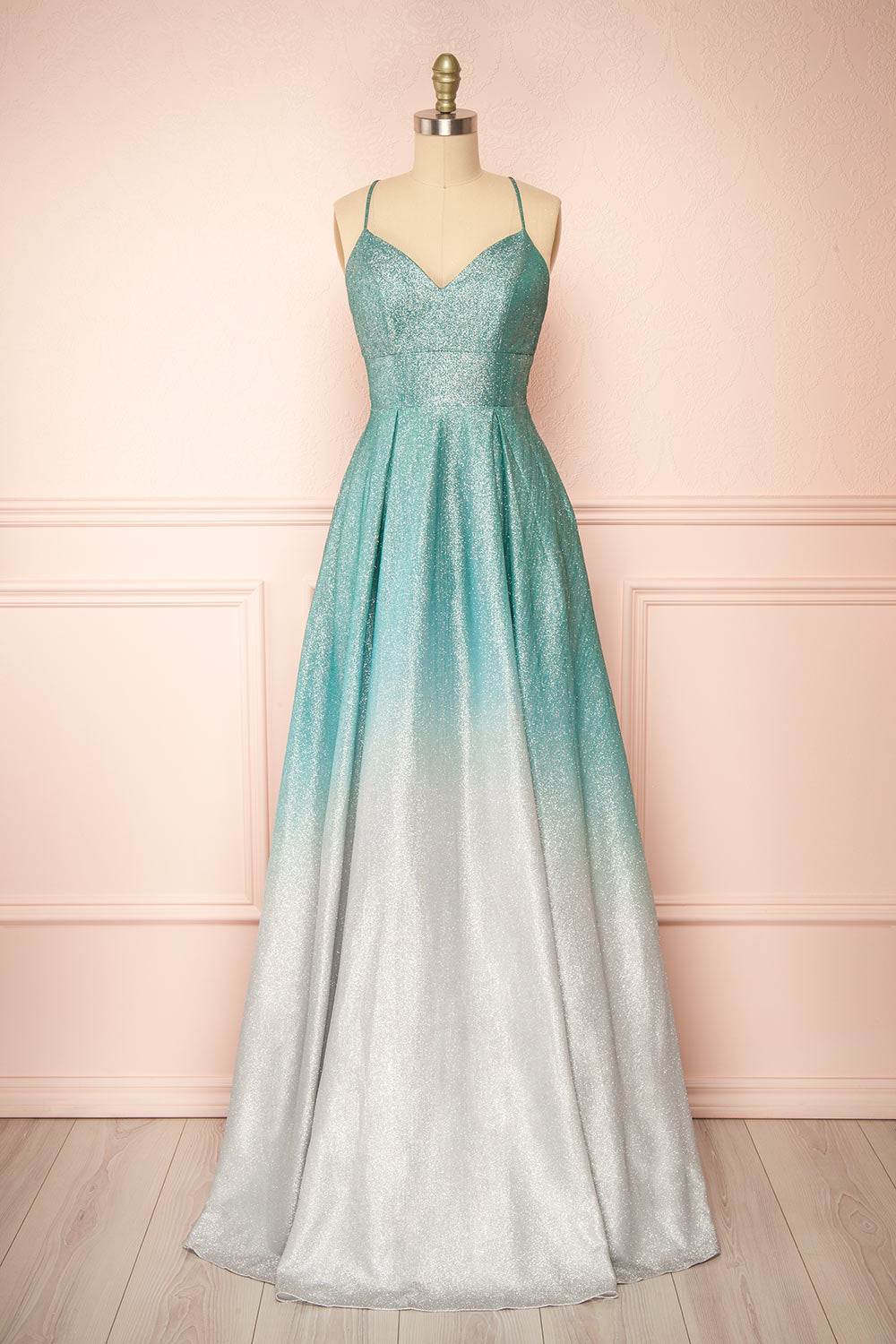 Renesmee Green Sparkly Gradient Maxi Dress | Boutique 1861