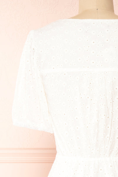Senga White Short Sleeve Embroidered Midi Dress | Boutique 1861
