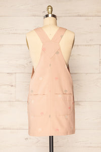Shanicka Pink Short Overall Dress w/ Embroidery | La petite garçonne