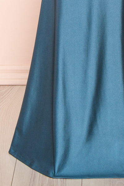 Sonia Blue Grey Backless Mermaid Maxi Dress with Slit | Boutique 1861