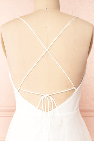 Valerie White A-Line Tulle Midi Dress | Boutique 1861
