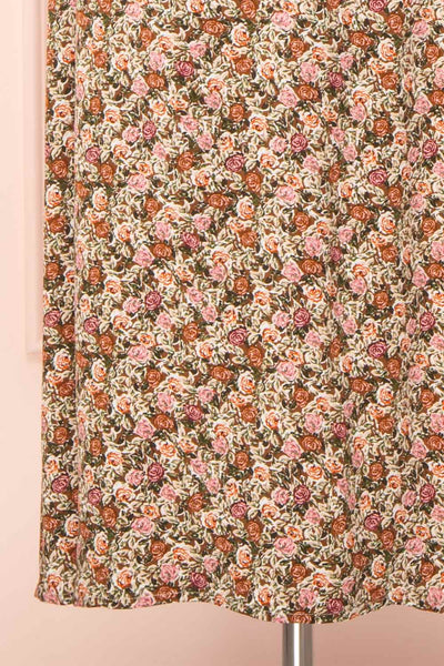 Vania Brown Floral Patterned Wrap Midi Skirt | Boutique 1861
